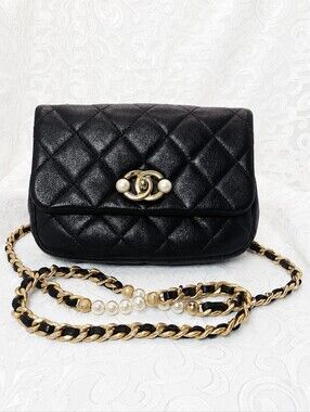 CHANEL | Bags | Chanel Black Quilted Leather Crossbody With Goldtone Cc ...